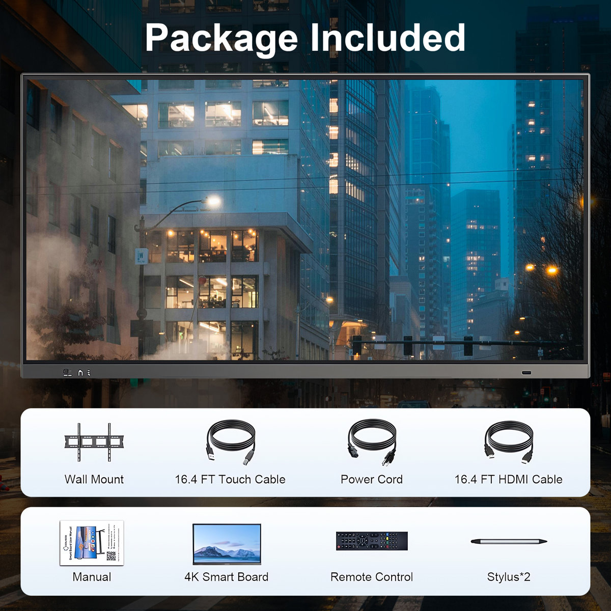 JYXCN 4K Smart Board 55 Inch Interactive All-in-One Computer, Touch Screen with Dual System ...